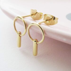 HONEYCAT Charlie Link Bar Earrings in Gold, Rose Gold, or Silver | Minimalist, Delicate Jewelry (Gold)