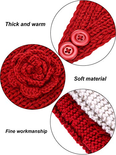 TecUnite 4 Pieces Chunky Knit Headbands Winter Braided Headband Ear Warmer Crochet Head Wraps for Women Girls (Color set 7)