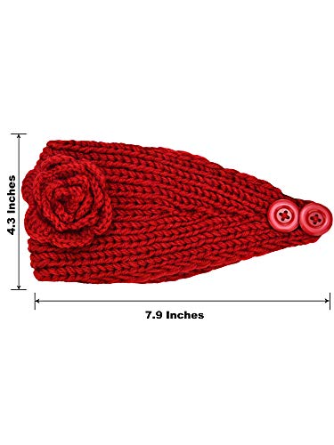 TecUnite 4 Pieces Chunky Knit Headbands Winter Braided Headband Ear Warmer Crochet Head Wraps for Women Girls (Color set 7)