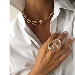 KELITCH Gold Shell Cowrie Necklace Women Cowry Seashell Strand Necklace Bohemian Gold Necklace New