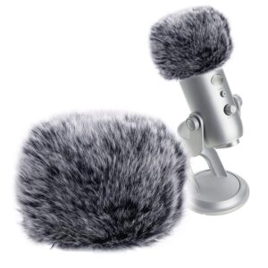 sunmon microphone furry windscreen muff, perfect mic pop filter mask shield for blue yeti, yeti pro microphones