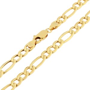 nuragold 14k yellow gold 4.5mm figaro chain link pendant necklace, mens womens jewelry 16" 18" 20" 22" 24" 26" 28" 30"