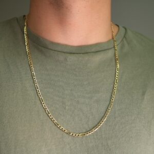 Nuragold 14k Yellow Gold 4.5mm Figaro Chain Link Pendant Necklace, Mens Womens Jewelry 16" 18" 20" 22" 24" 26" 28" 30"