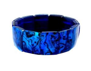 swimmi natural abalone shell stretchable cuff bracelet set in blue resin handmade women paua jewelry da492-b