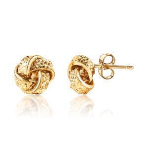 barzel 18k gold plated love knot stud earrings woven with texture (8mm textured)