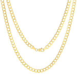 nuragold 14k yellow gold 5mm solid cuban curb link chain pendant necklace, mens womens jewelry 16" 18" 20" 22" 24" 26" 28" 30"