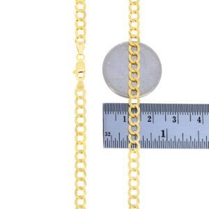 Nuragold 14k Yellow Gold 5mm Solid Cuban Curb Link Chain Pendant Necklace, Mens Womens Jewelry 16" 18" 20" 22" 24" 26" 28" 30"