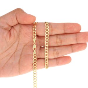 Nuragold 14k Yellow Gold 5mm Solid Cuban Curb Link Chain Pendant Necklace, Mens Womens Jewelry 16" 18" 20" 22" 24" 26" 28" 30"