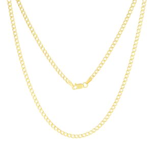 Nuragold 14k Yellow Gold 2.5mm Cuban Curb Link Chain Pendant Necklace, Mens Womens Jewelry 16" 18" 20" 22" 24" 26"