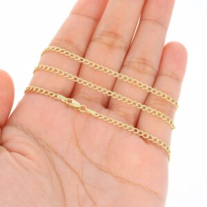 Nuragold 14k Yellow Gold 2.5mm Cuban Curb Link Chain Pendant Necklace, Mens Womens Jewelry 16" 18" 20" 22" 24" 26"