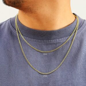 Nuragold 14k Yellow Gold 2.5mm Cuban Curb Link Chain Pendant Necklace, Mens Womens Jewelry 16" 18" 20" 22" 24" 26"