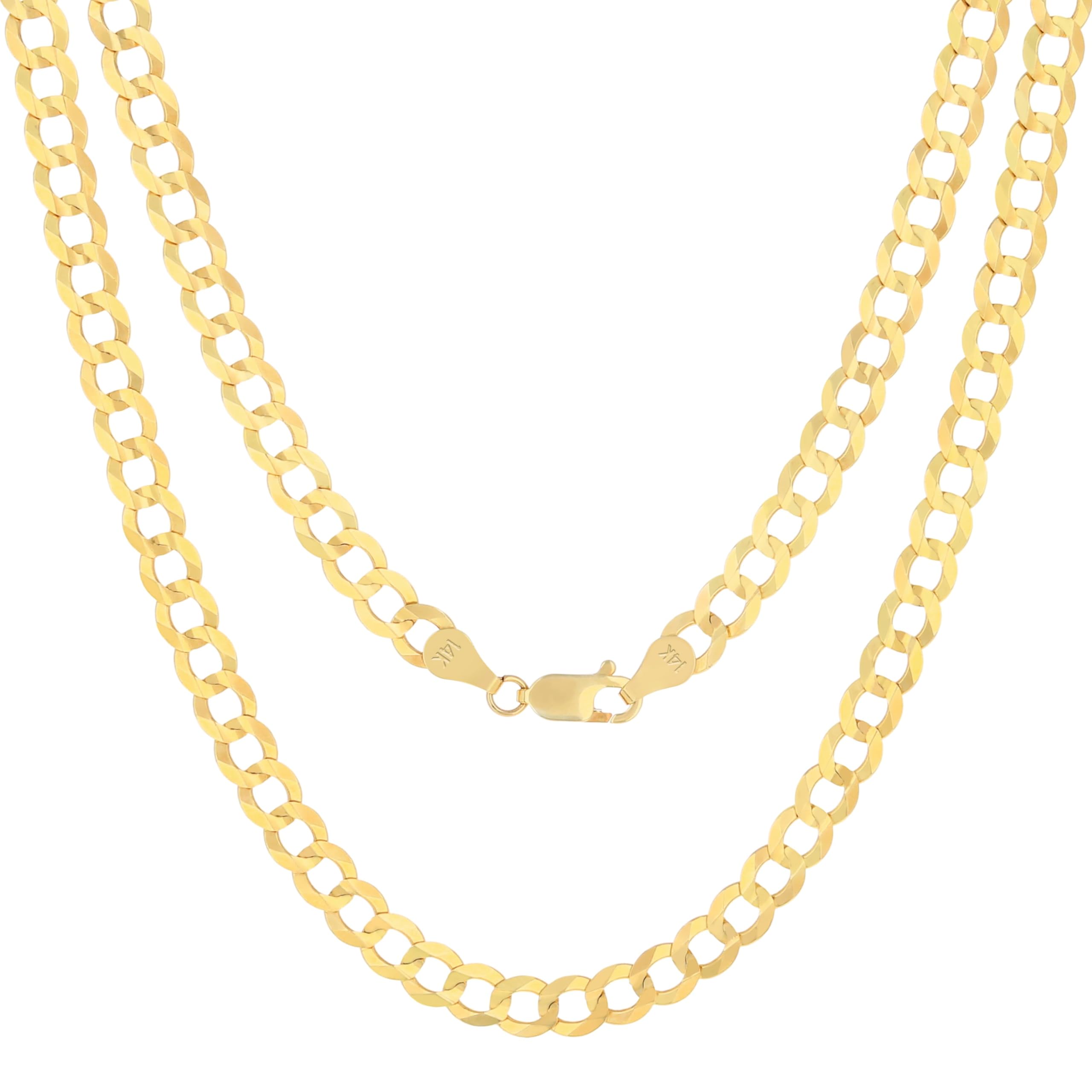 Nuragold 14k Yellow Gold 6mm Solid Cuban Curb Link Chain Necklace, Mens Jewelry 16" 18" 20" 22" 24" 26" 28" 30"