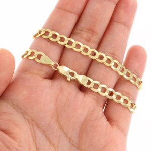 Nuragold 14k Yellow Gold 6mm Solid Cuban Curb Link Chain Necklace, Mens Jewelry 16" 18" 20" 22" 24" 26" 28" 30"