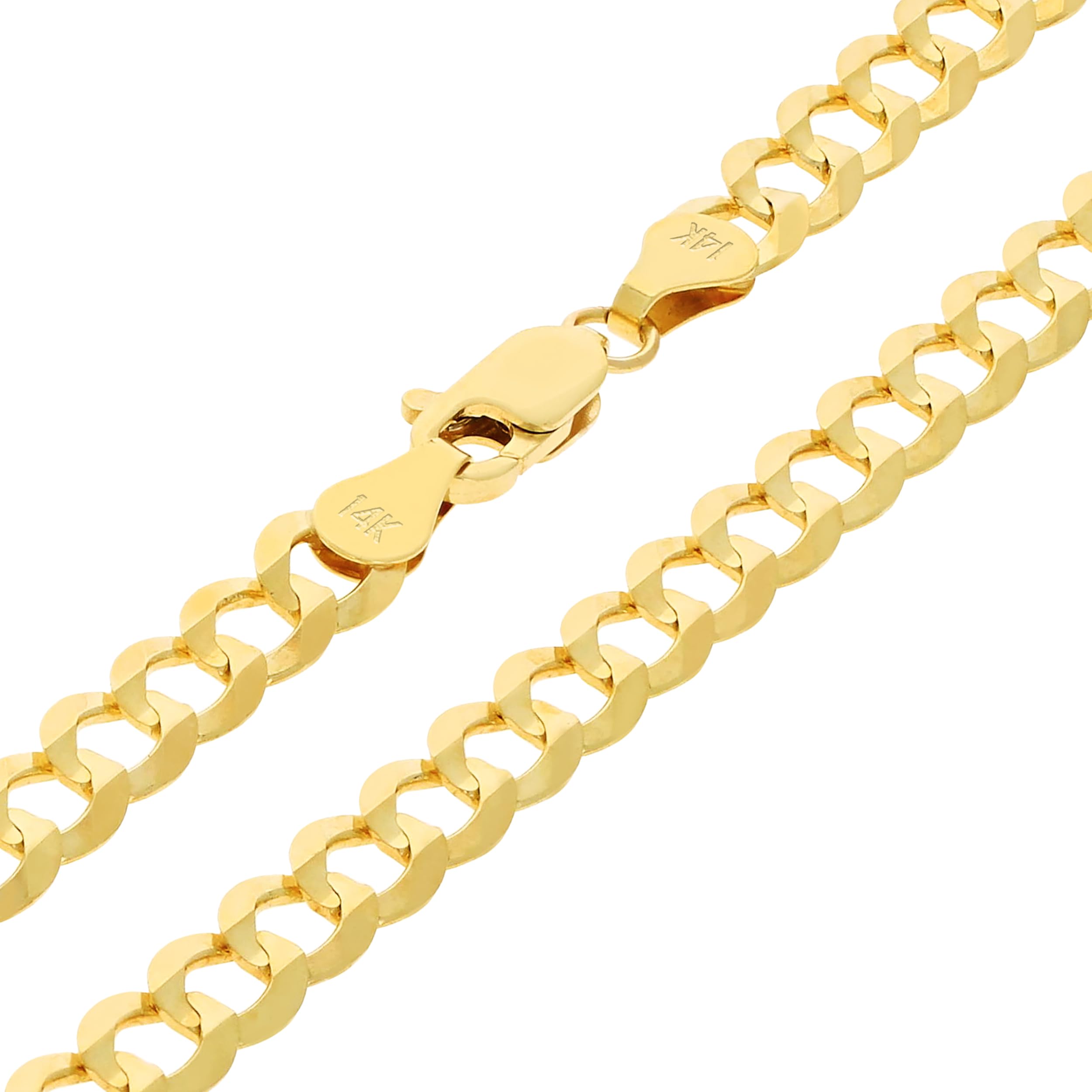 Nuragold 14k Yellow Gold 6mm Solid Cuban Curb Link Chain Necklace, Mens Jewelry 16" 18" 20" 22" 24" 26" 28" 30"