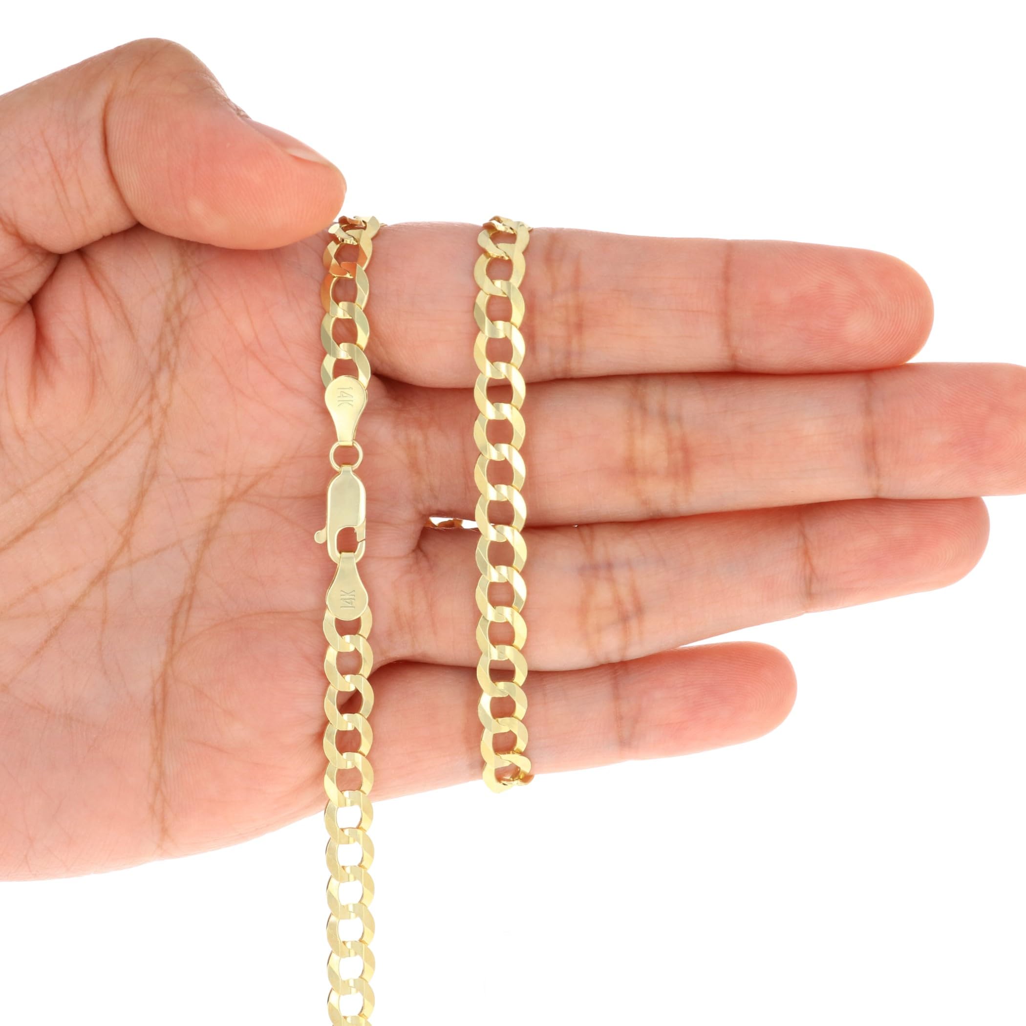 Nuragold 14k Yellow Gold 6mm Solid Cuban Curb Link Chain Necklace, Mens Jewelry 16" 18" 20" 22" 24" 26" 28" 30"