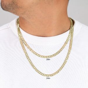 Nuragold 14k Yellow Gold 6mm Solid Cuban Curb Link Chain Necklace, Mens Jewelry 16" 18" 20" 22" 24" 26" 28" 30"