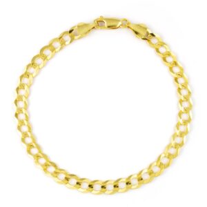 nuragold 14k yellow gold 6mm solid cuban curb link chain bracelet, mens womens jewelry 7" 7.5" 8" 8.5" 9"