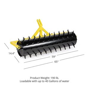 BOTARO Titan Attachments 5 FT Drum Spike Aerator Category 1 and 2, 3 Point