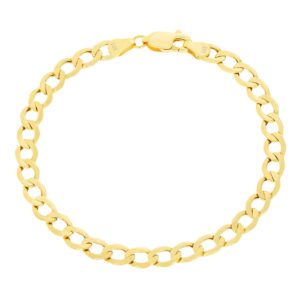 nuragold 14k yellow gold 5.5mm cuban curb link chain bracelet, mens womens jewelry 7" 7.5" 8" 8.5" 9"