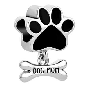 lovelyjewelry pet love dog mom black charm bead for european bracelets