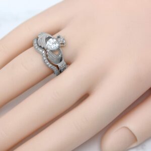 CaliRoseJewelry Sterling Silver Irish Claddagh Birthstone Ring Set July (Size 6)