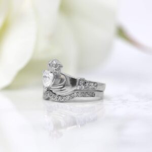 CaliRoseJewelry Sterling Silver Irish Claddagh Birthstone Ring Set July (Size 6)