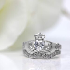 CaliRoseJewelry Sterling Silver Irish Claddagh Birthstone Ring Set July (Size 6)