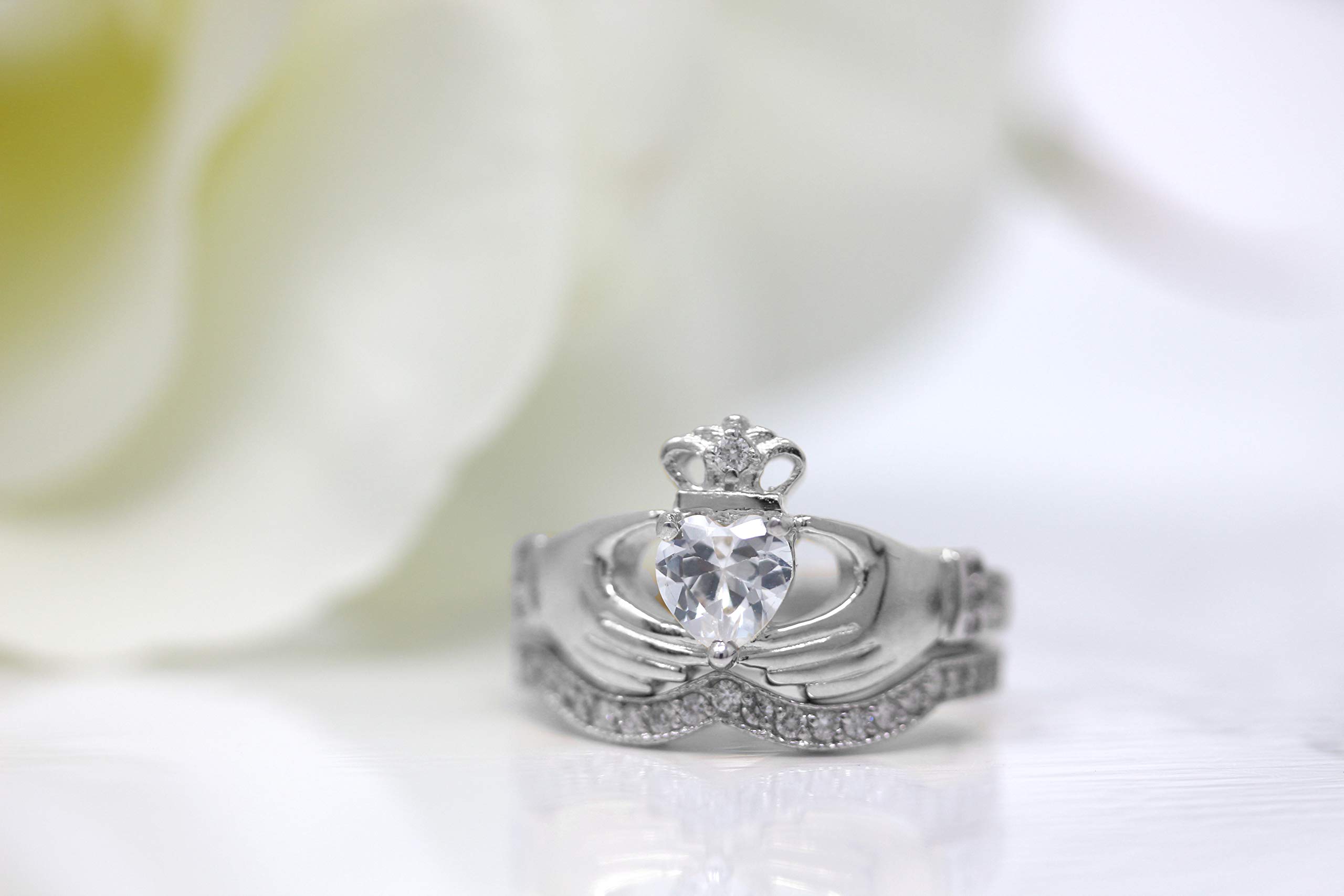 CaliRoseJewelry Sterling Silver Irish Claddagh Birthstone Ring Set July (Size 6)