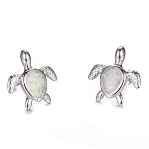 vanessa blue opal sea turtle earrings birthstone jewelry birthday christmas stud earrings gifts for her