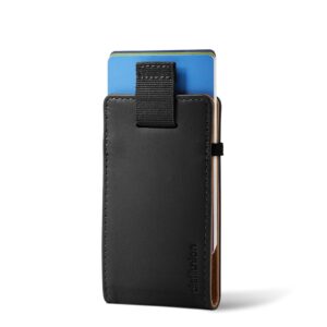 distil union wally micro - slim reversible card sleeve with pull-tab access, 10 card capacity, rfid blocking - genuine full grain leather wallet