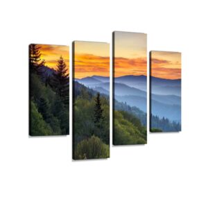 great smoky mountains national park scenic sunrise landscape at oconaluftee canvas wall art hanging paintings modern artwork abstract picture prints home decoration gift unique designed framed 4 panel