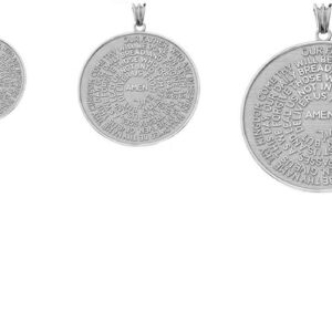 Religious Jewelry Fine 14k White Gold Lord's Prayer Transcription Medallion Necklace Size (S), 16"