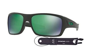 oakley turbine oo9263 926345 63m matte black/prizm jade polarized sunglasses for men+bundle accessory leash kit + bundle with designer iwear eyewear kit