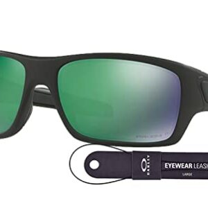 Oakley Turbine OO9263 926345 63M Matte Black/Prizm Jade Polarized Sunglasses For Men+BUNDLE Accessory Leash Kit + BUNDLE with Designer iWear Eyewear Kit