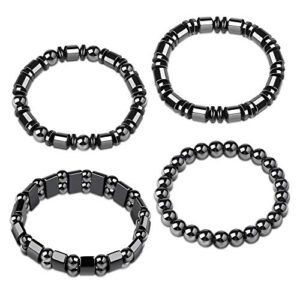 THUNARAZ 4Pcs Hematite Bracelet for Men Women Bangle Bracelet Magnetic Tiger Eye Bracelets