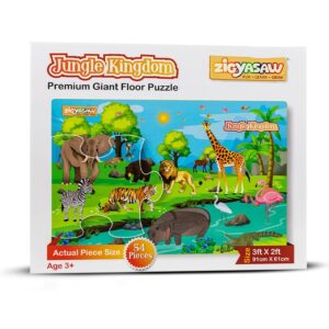 jungle safari jigsaw animal puzzle, floor puzzles for kids ages 3-5, 4-8-10, animal games kids puzzle, large floor 54 pieces jigsaw puzzles for kids 36" x 24", gifts for 4-10 year old boys and girls