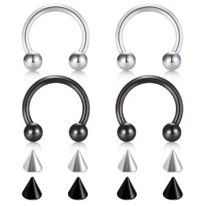 d.bella 16g 10mm surgical steel nose septum horseshoe hoop eyebrow lip navel belly nipple piercing ring 10mm helix tragus daith rook earrings replacement spikes