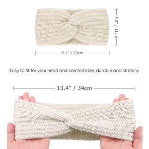 DRESHOW Winter Wide Headbands for Women Crochet Turban Knitted Ear Warmer Thick Headband Crochet Bow Twist Head Wraps Winter Accessories