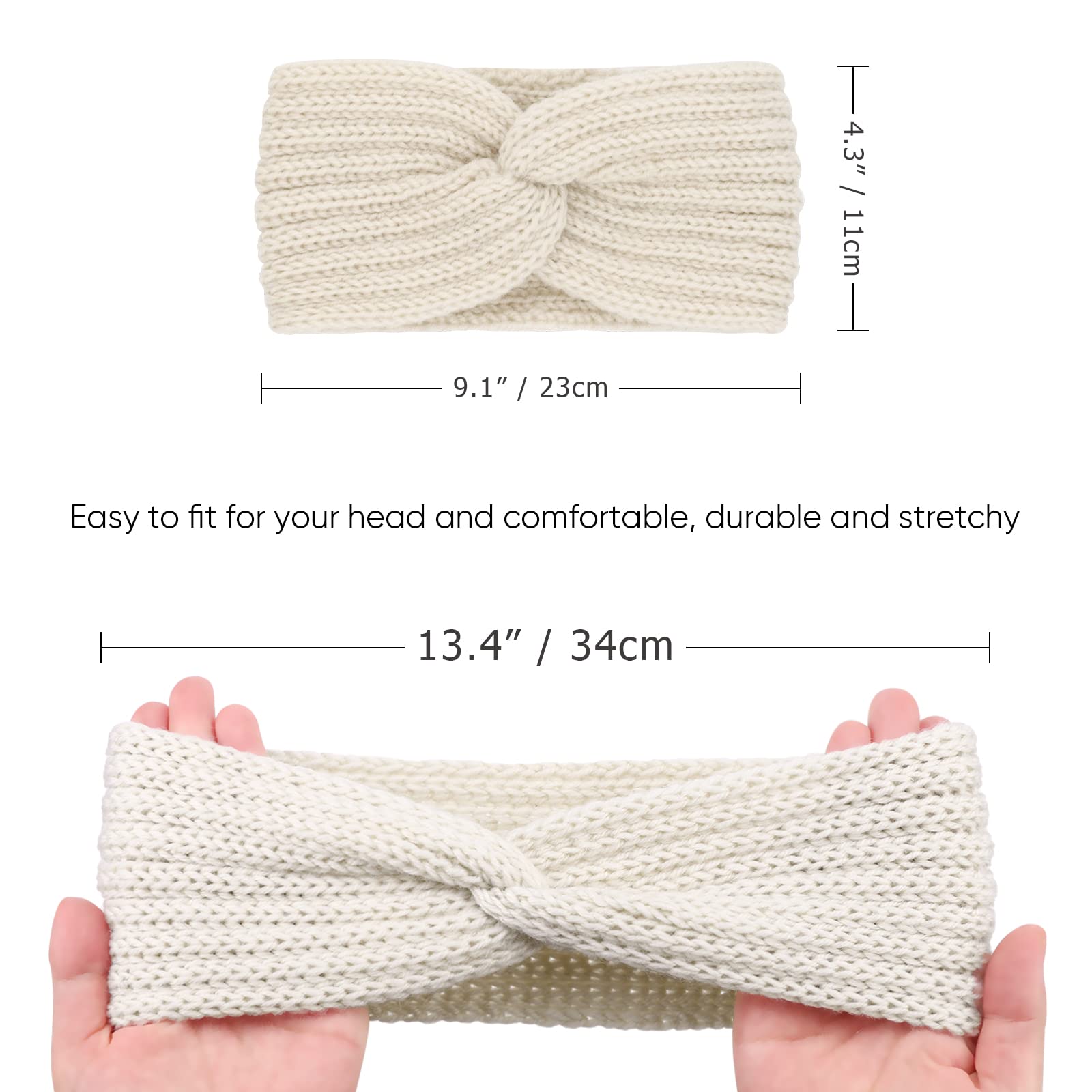 DRESHOW Winter Wide Headbands for Women Crochet Turban Knitted Ear Warmer Thick Headband Crochet Bow Twist Head Wraps Winter Accessories