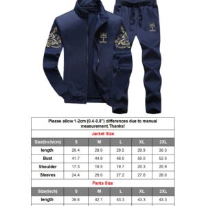 PASOK Men's Casual Tracksuit Full Zip Running Jogging Athletic Sports Jacket And Pants Set Blue L