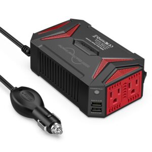 bestek 300watt pure sine wave power inverter car adapter dc 12v to ac 110v with 4.2a dual smart usb ports