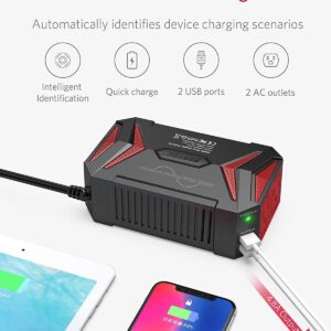 BESTEK 300Watt Pure Sine Wave Power Inverter Car Adapter DC 12V to AC 110V with 4.2A Dual Smart USB Ports