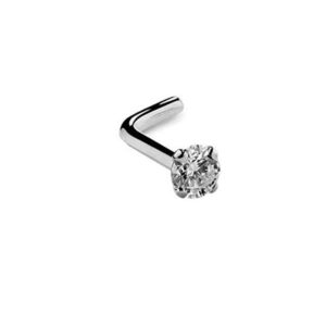 freshtrends si1-2mm (.03 ct.) diamond 950 platinum nose ring l post - 20g