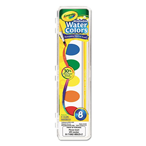 Crayola 8 Pan Set Washable Watercolors, Safe for Kids - Includes Brushes - 24 Pack