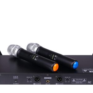 GTD Audio 2x100 Adjustable Channels UHF Wireless Cordless Handheld Microphone Mic System Ideal for Church, Karaoke, Dj Party, Range 400 ft,