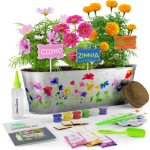 paint & plant flower growing kit for kids - best birthday crafts gifts for girls & boys age 5 6 7 8-12 year old girl gift ideas - fun children gardening kits, art projects toys for ages 5-12 years