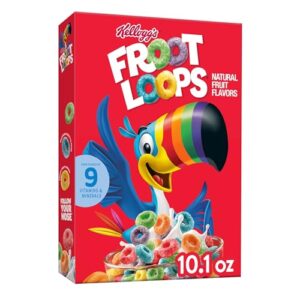 kellogg's froot loops cold breakfast cereal, kids cereal, family breakfast, original, 10.1oz box (1 box)