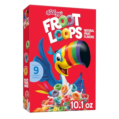 Kellogg's Froot Loops Cold Breakfast Cereal, Kids Cereal, Family Breakfast, Original, 10.1oz Box (1 Box)