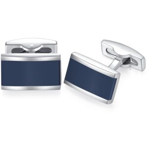 honey bear cufflinks mens shirt rectangle stainless steel business wedding gift navy blue