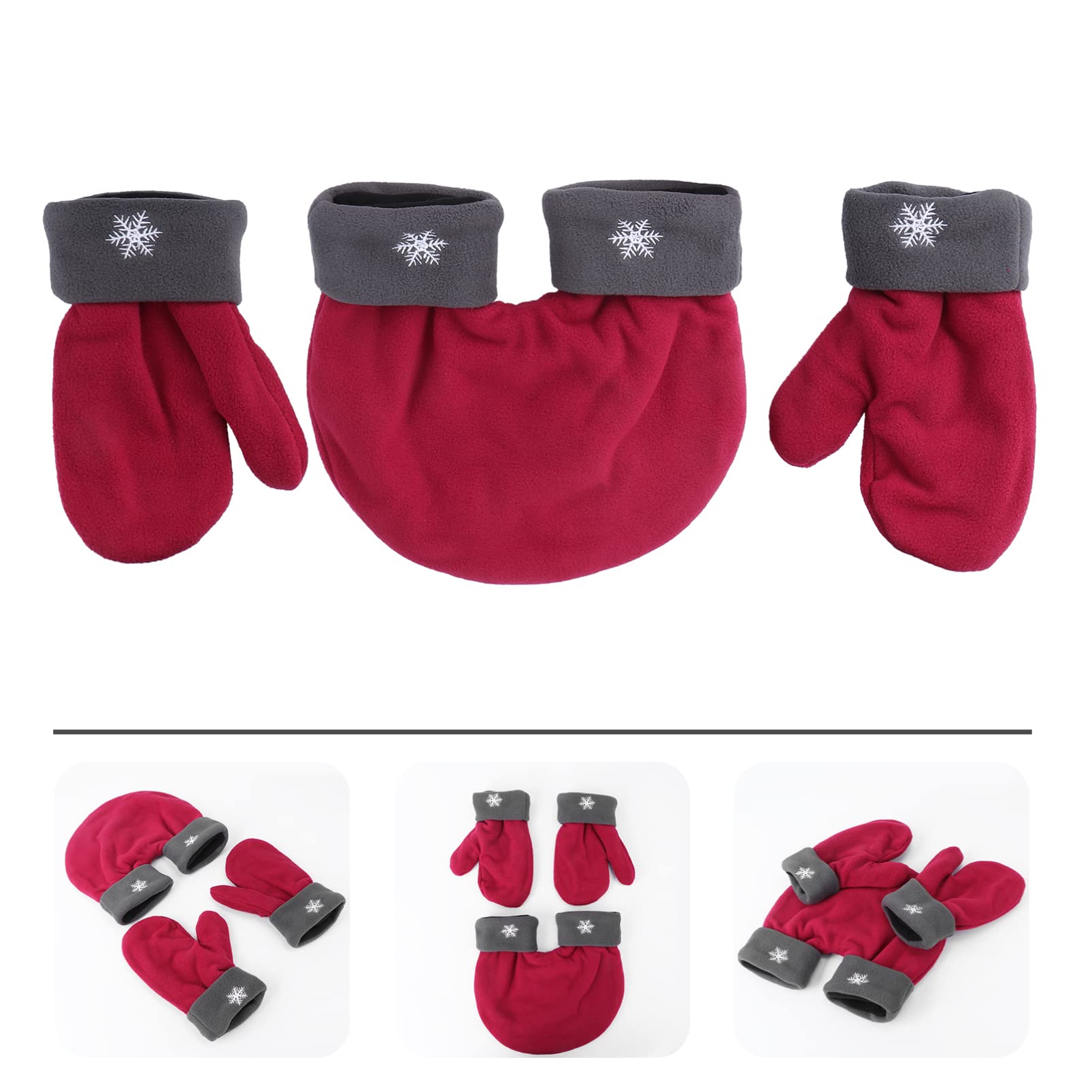 Couple Lovers Winter Thicken Warm Glove Sweethearts Christmas Couples Mittens 3pcs Gloves, Red, Medium